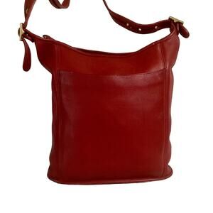 Coach | Bags | Coach Red Leather Slim Duffle Bag | Poshmark